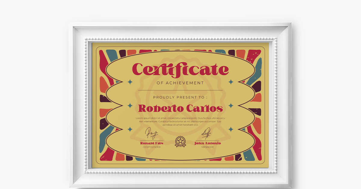 Retro Certificate Achievement Template 1 - TemplateMonster