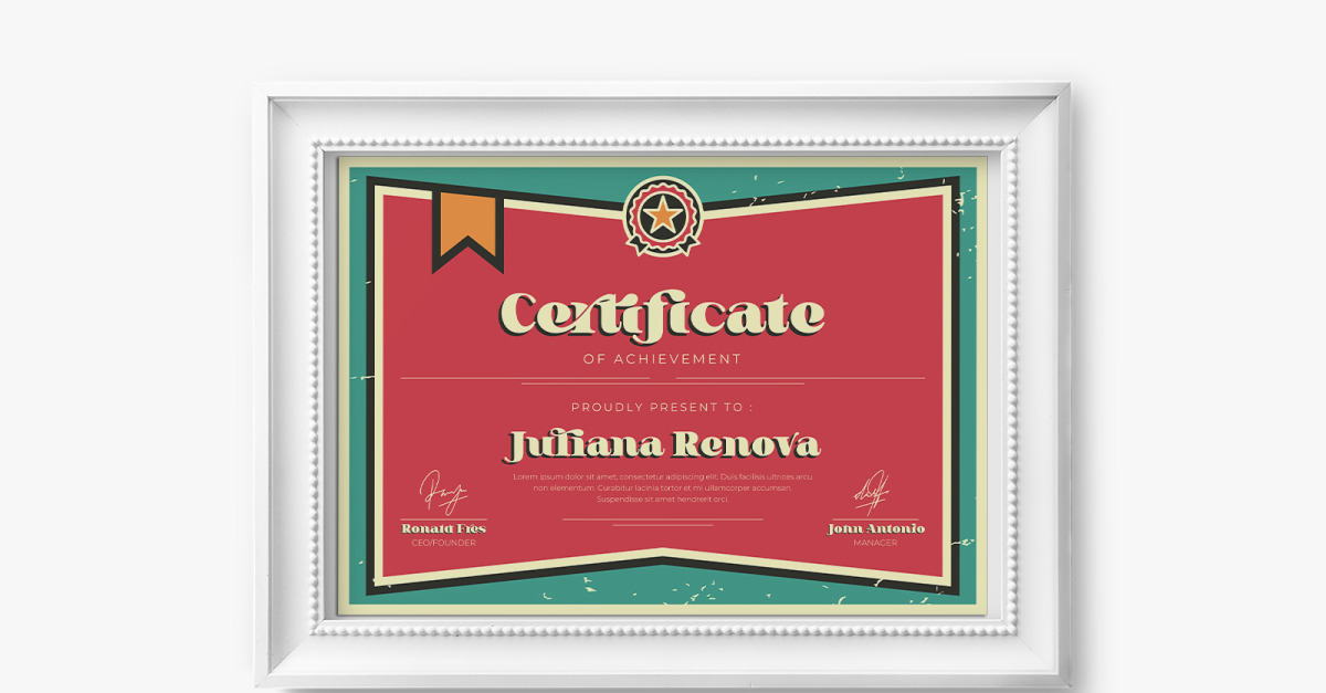 Retro Certificate Achievement Template 2 - TemplateMonster