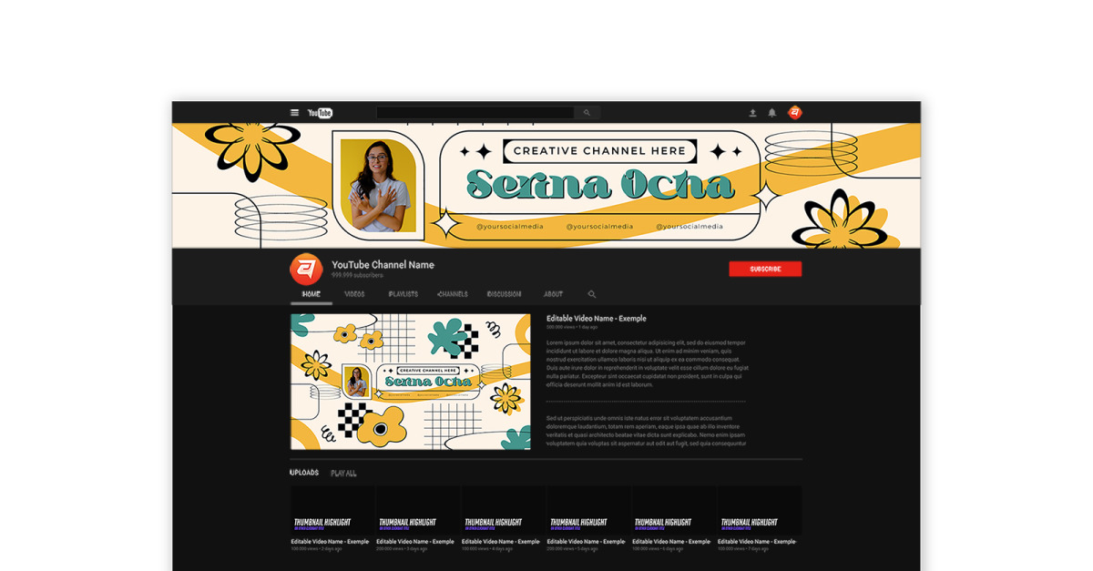 Creative YouTube Cover Template 12 #428824 - TemplateMonster