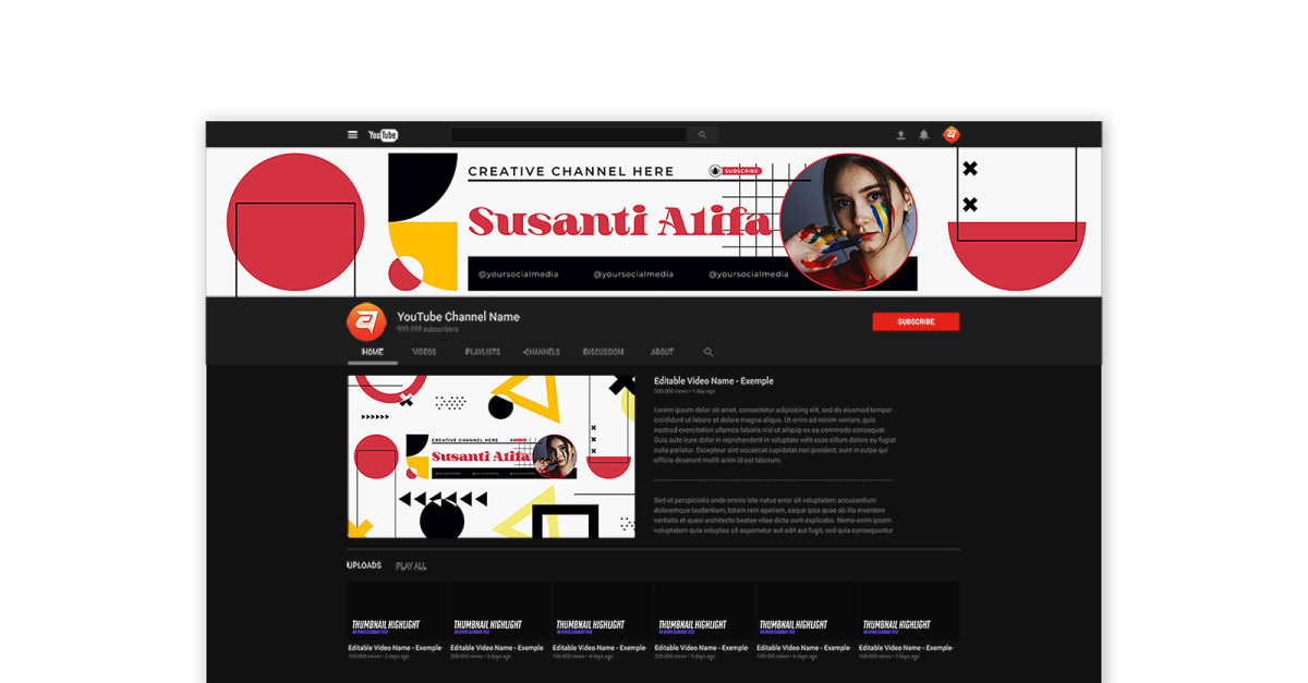 Creative YouTube Cover Template 14 #428826 - TemplateMonster