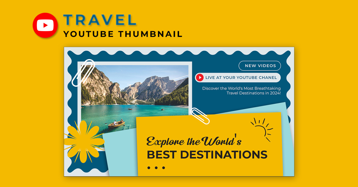 Travel YouTube Thumbnail Template #428930 - TemplateMonster
