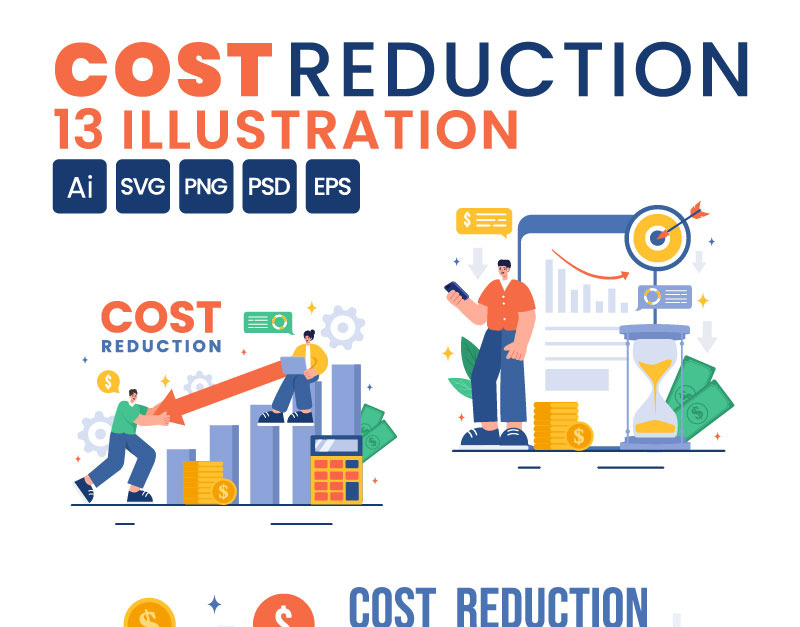13 Cost Reduction Business Illustration - TemplateMonster