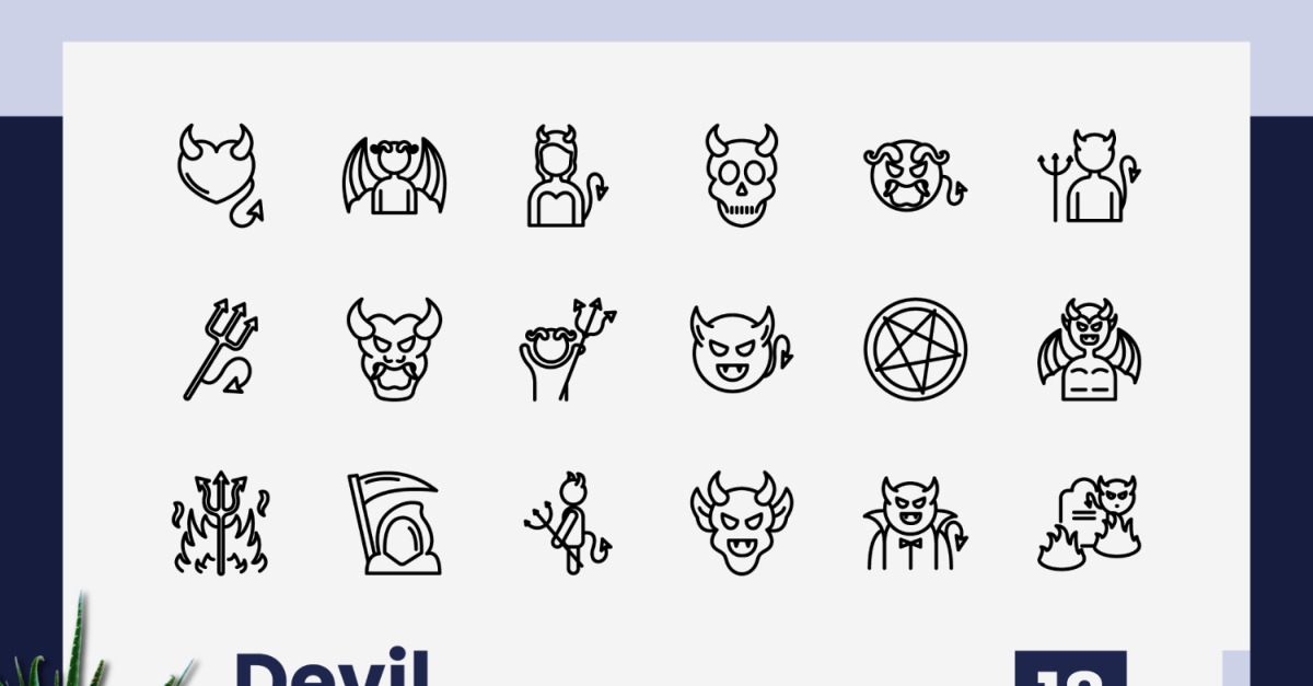 Devil Outline Black Icon Set #429145 - TemplateMonster