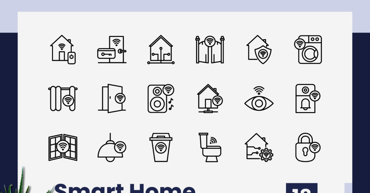 Smart Home Outline Black Icons #429178 - TemplateMonster
