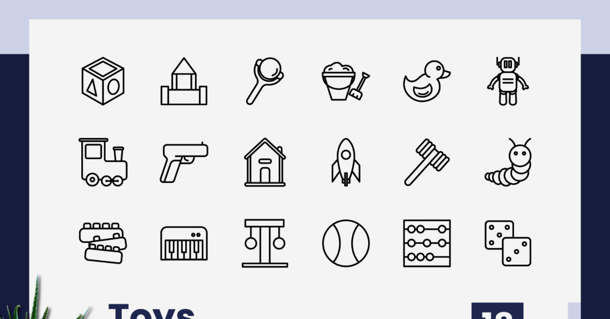 Toys Outline Black Icon Bundle #429484 - TemplateMonster