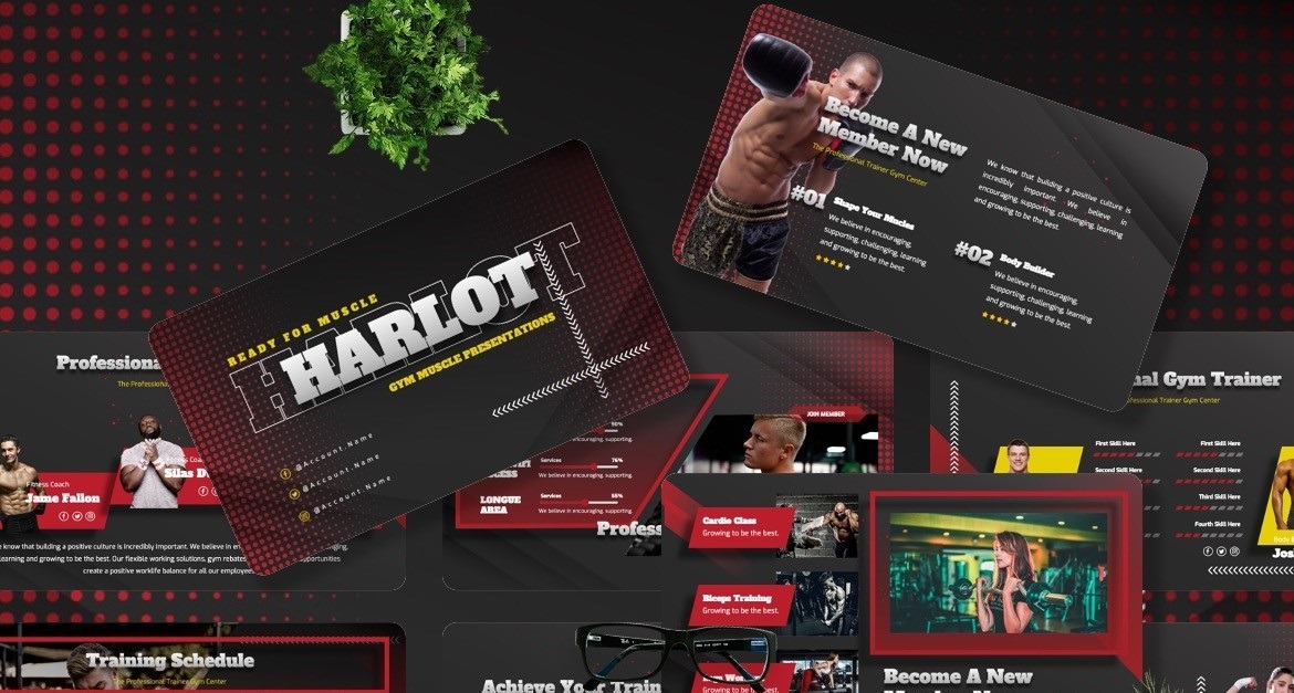Harlot - Gym Muscle Keynote Templates - TemplateMonster