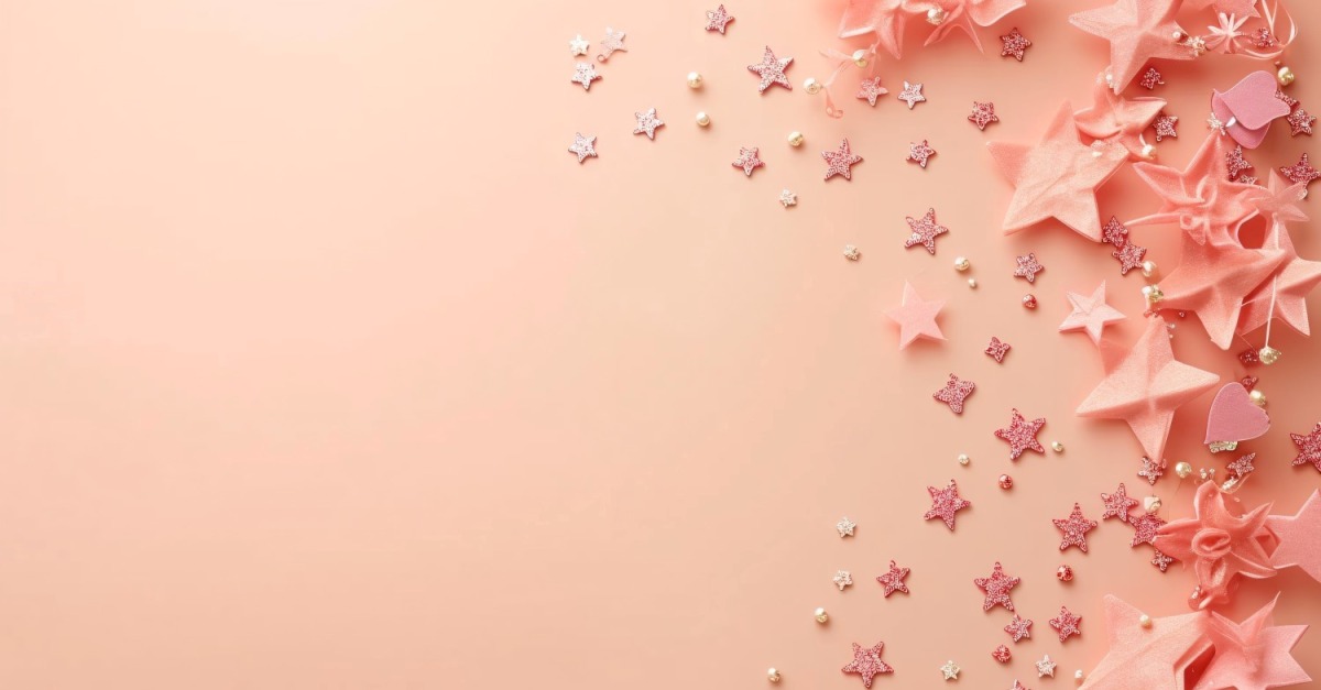 Birthday Background Peach and pink Glitter Stars 105