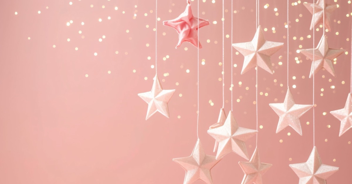 Birthday Background Peach and pink Glitter Stars 132