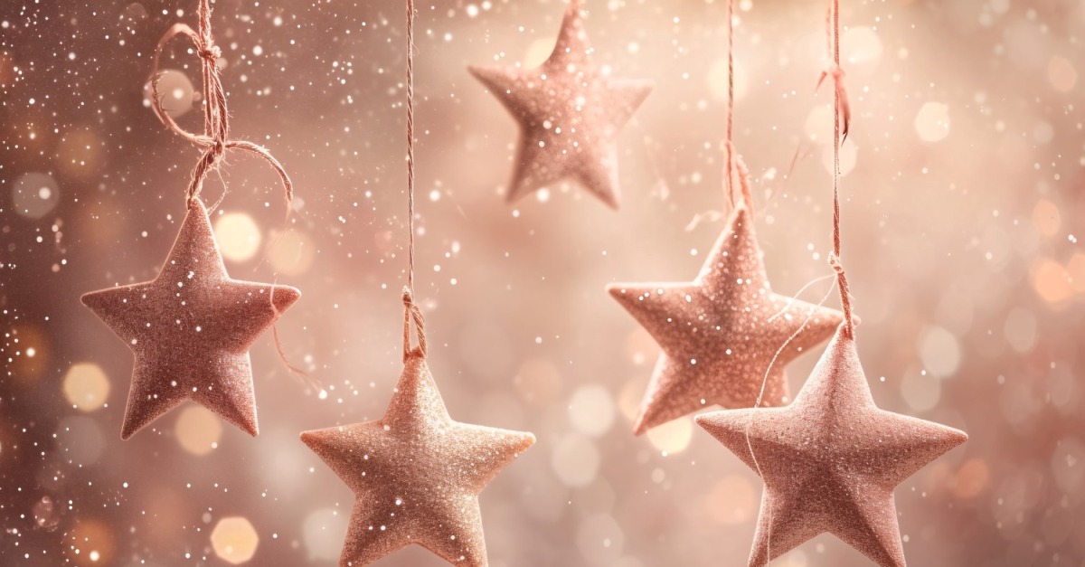 Birthday Background Peach and pink Glitter Stars 154