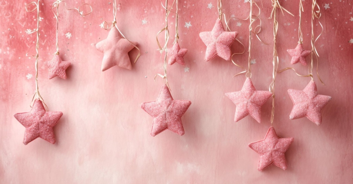 Birthday Background Peach and pink Glitter Stars 156