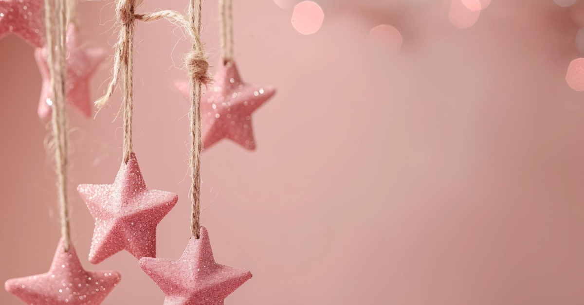 Birthday Background Peach and pink Glitter Stars 157