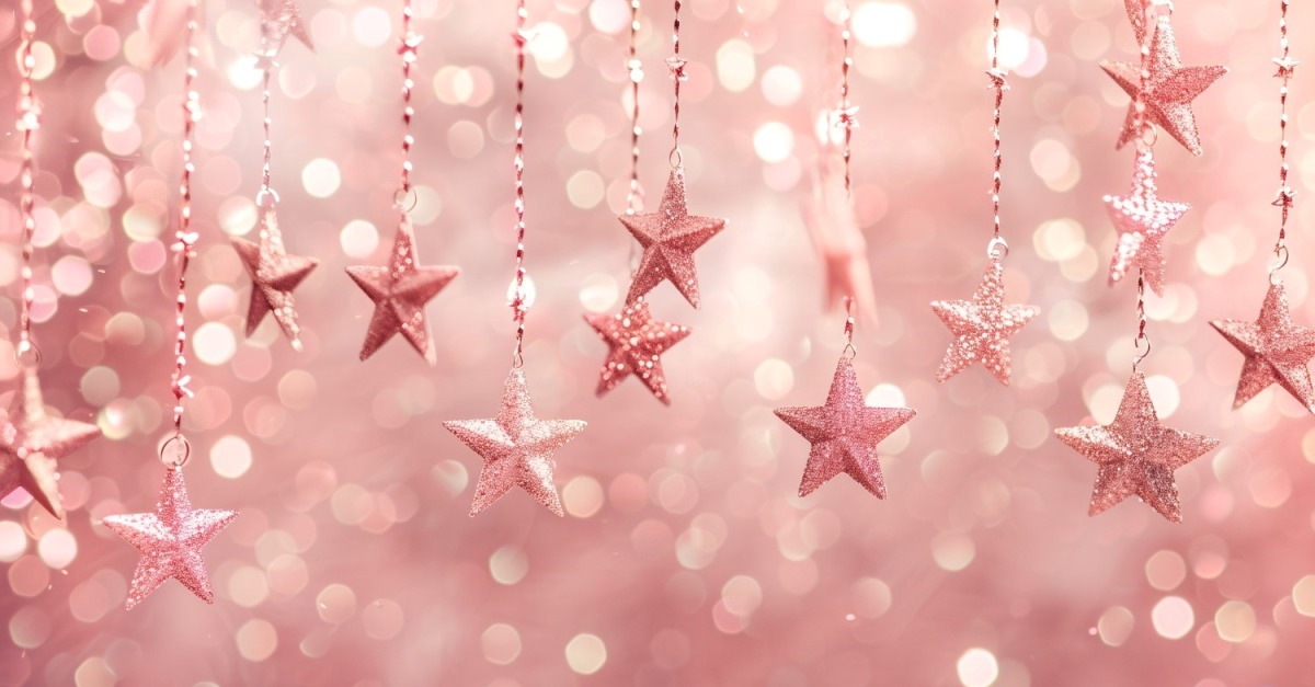 Birthday Background Peach and pink Glitter Stars 172
