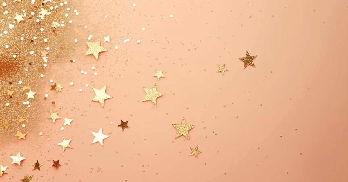 Birthday Background Peach and pink Glitter Stars 207