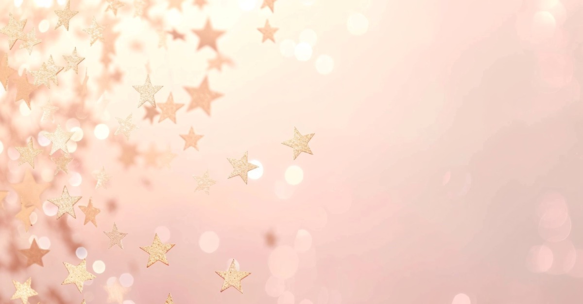 Birthday Background Peach and pink Glitter Stars 222