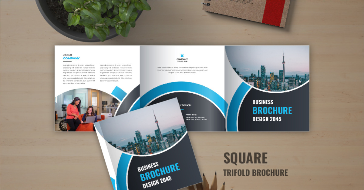 Brochure a tre ante quadrata aziendale o layout di brochure a tre ante ...