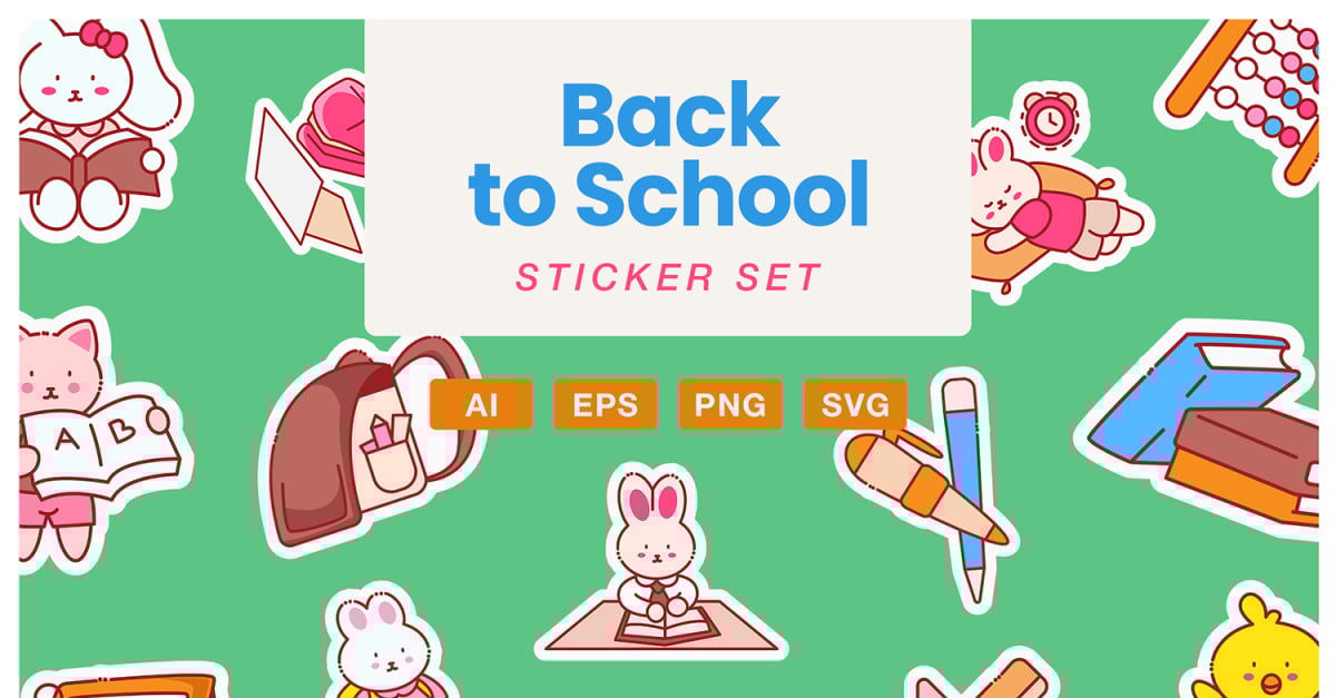 Ensemble d'autocollants de rentrée scolaire