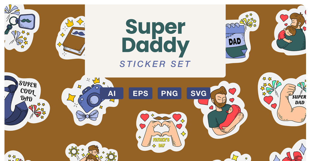 Happy Father's Day Sticker Set #430376 - TemplateMonster