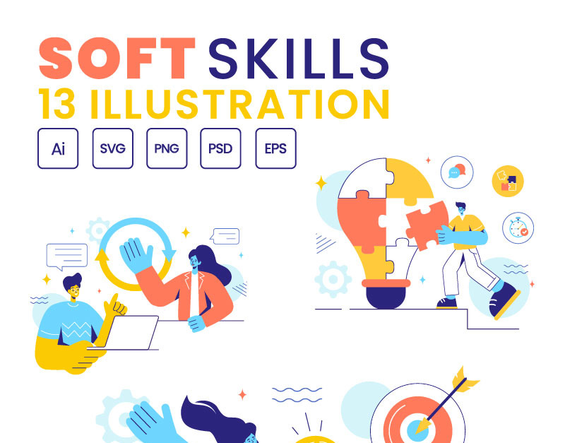 13 Illustration vectorielle des compétences générales