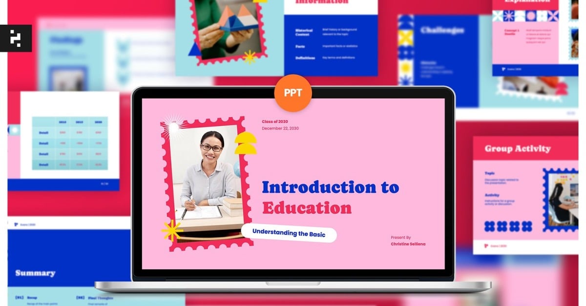 Pink Education PowerPoint Presentation - TemplateMonster