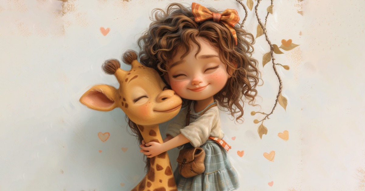 Girl Hugging with giraffe 14 #431297 - TemplateMonster