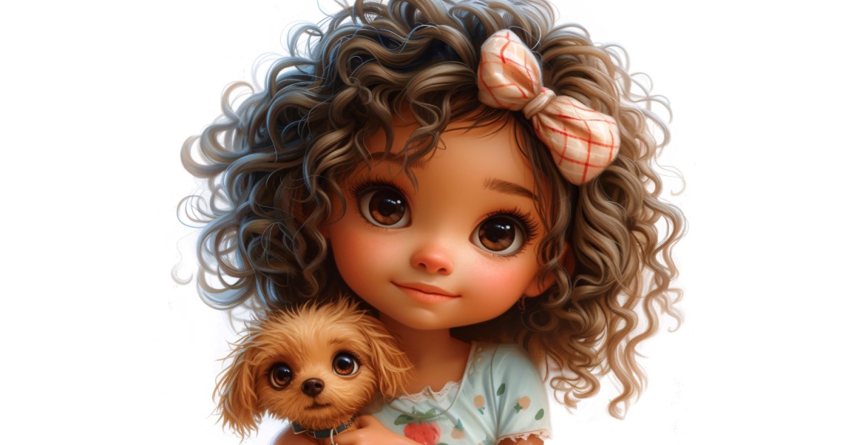 Girl Hugging with Puppy 06 #431289 - TemplateMonster