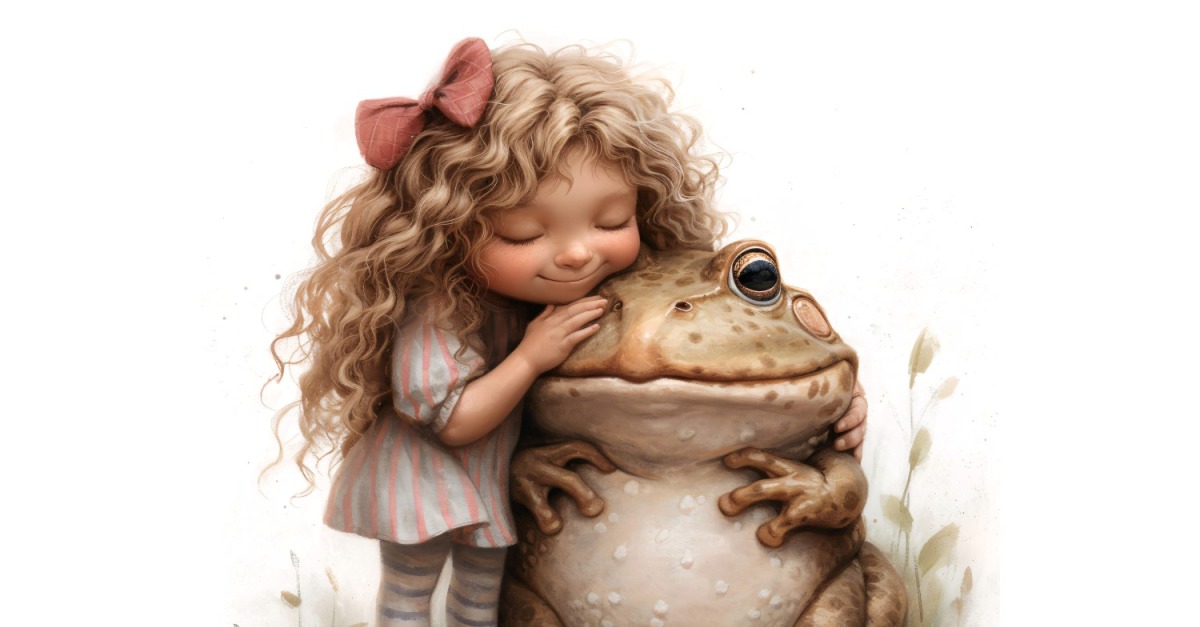 Girl Hugging with Frog 85 #431377 - TemplateMonster