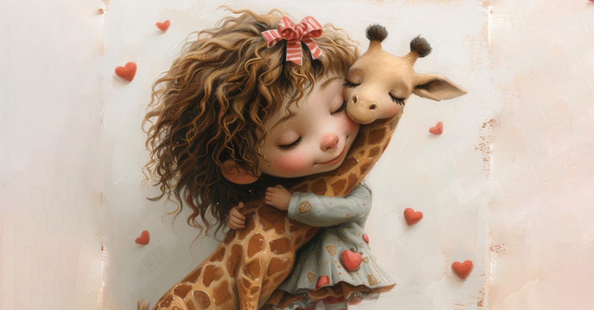 Girl Hugging with giraffe 17 #431300 - TemplateMonster