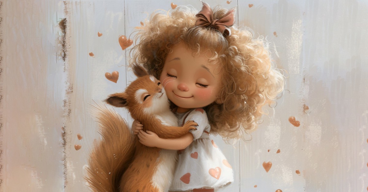 Girl Hugging with Squirrels 23 #431306 - TemplateMonster