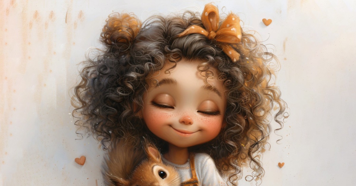 Girl Hugging with Squirrels 25 #431308 - TemplateMonster