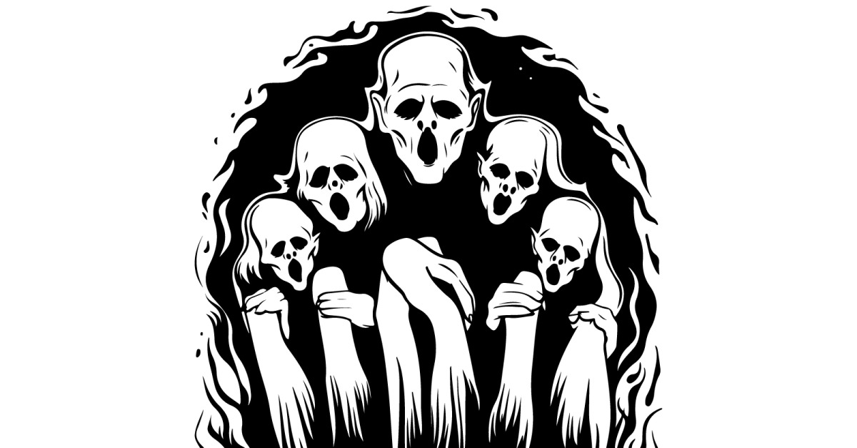 Ghost draw silhouette vector art illustration