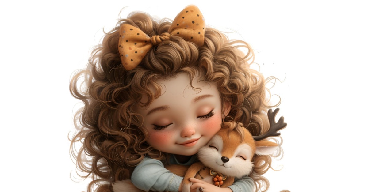 Girl Hugging with Deer 180 #431863 - TemplateMonster