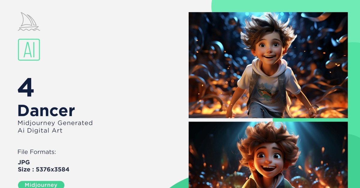 Personaje de Pixar 3D Niño Bailarín con entorno relevante 4_Set