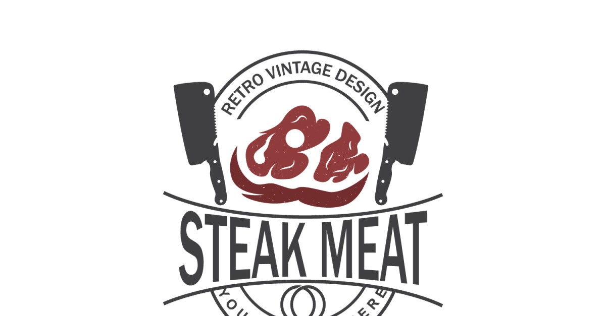 Barbecue grill fresh meat logo design V7 - TemplateMonster