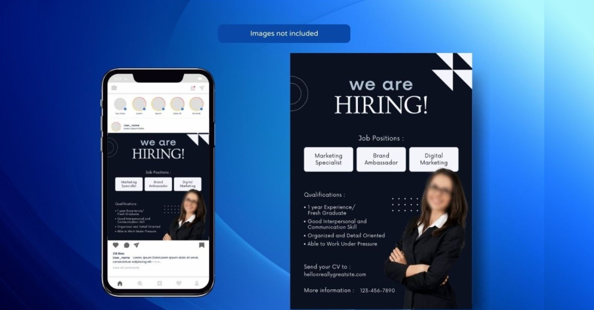 Job Vacancy Banner: PSD Hiring Template Dark Blue