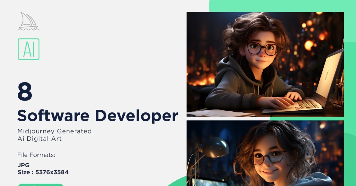 3D Pixar Character Child Girl Software Developer with relevant ...