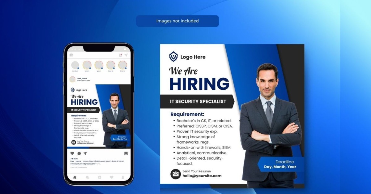 Elegant Job Vacancy PSD Template: Hiring Social Media Design