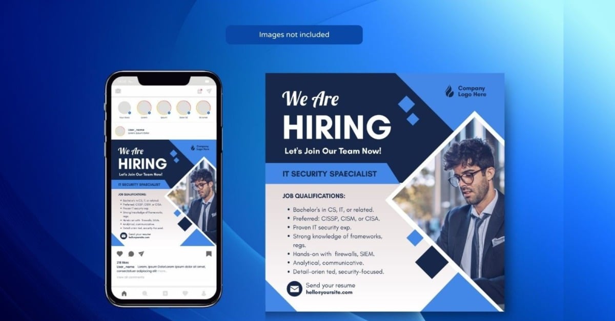 Job Vacancy PSD Template: Hiring Banner Design Blue