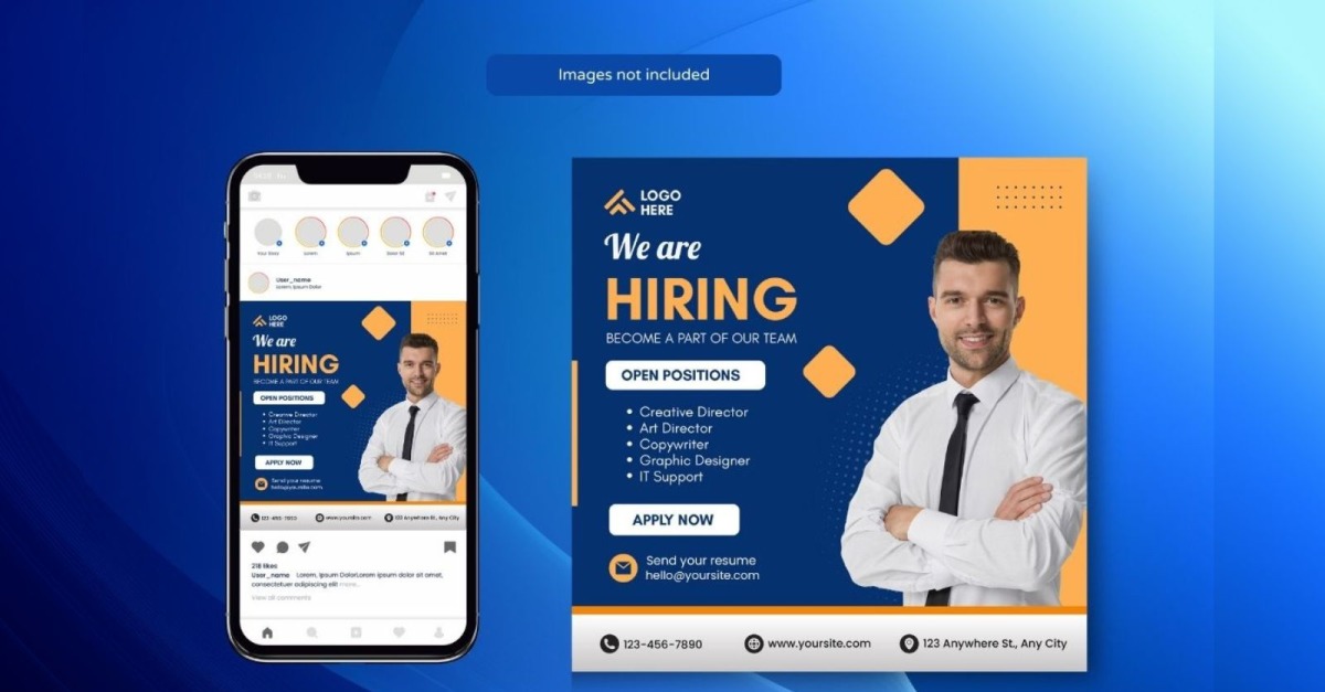 Job Vacancy PSD Template: Hiring Banner Design Orange