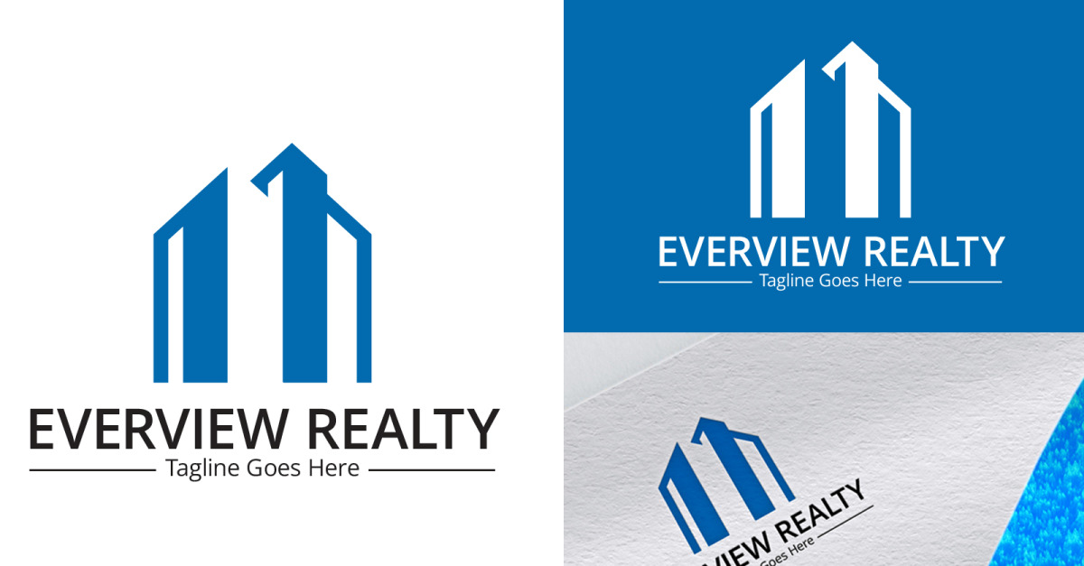 Modèle de logo Everview Realty pour les entreprises immobilières