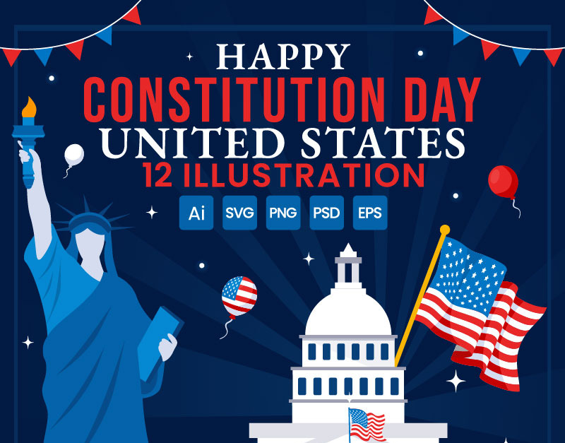 12 Constitution Day United States Illustration