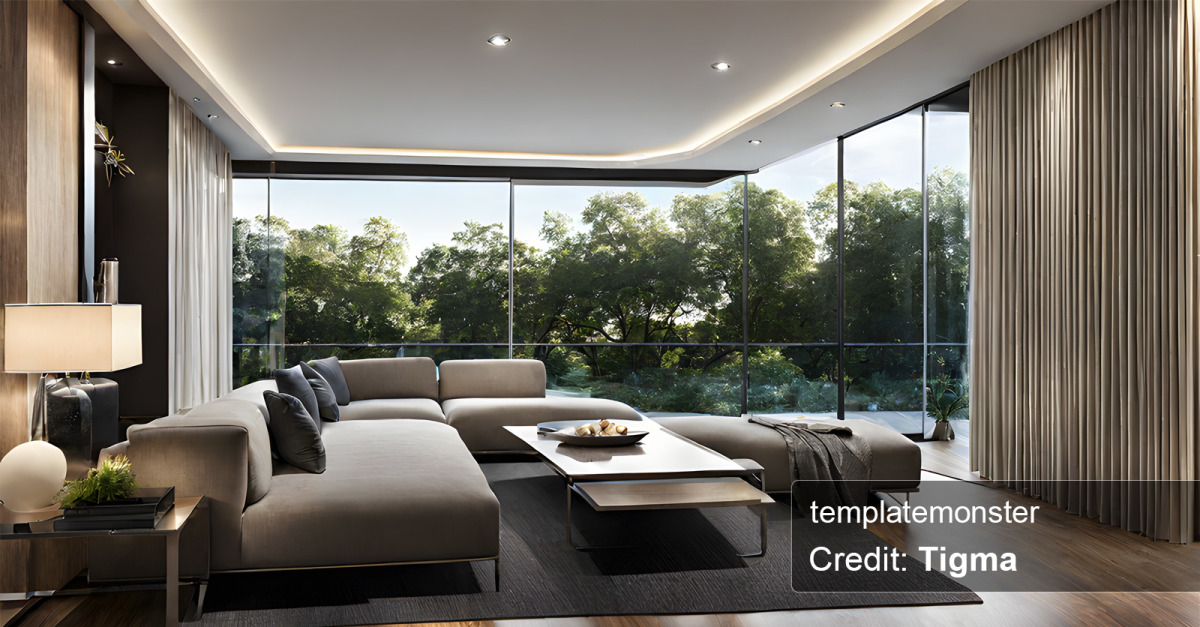 Luxurious Living Room: A Digital Haven - TemplateMonster