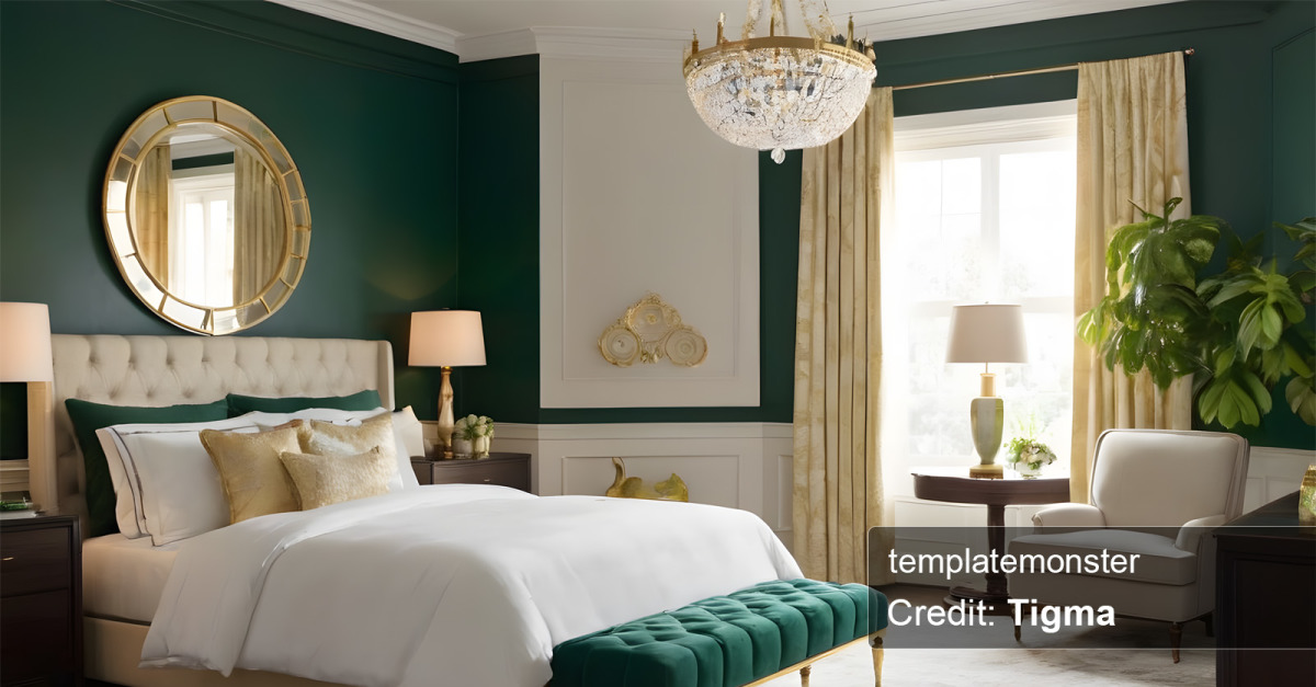 Serenity in Style: Chic Bedroom Digital Art - TemplateMonster