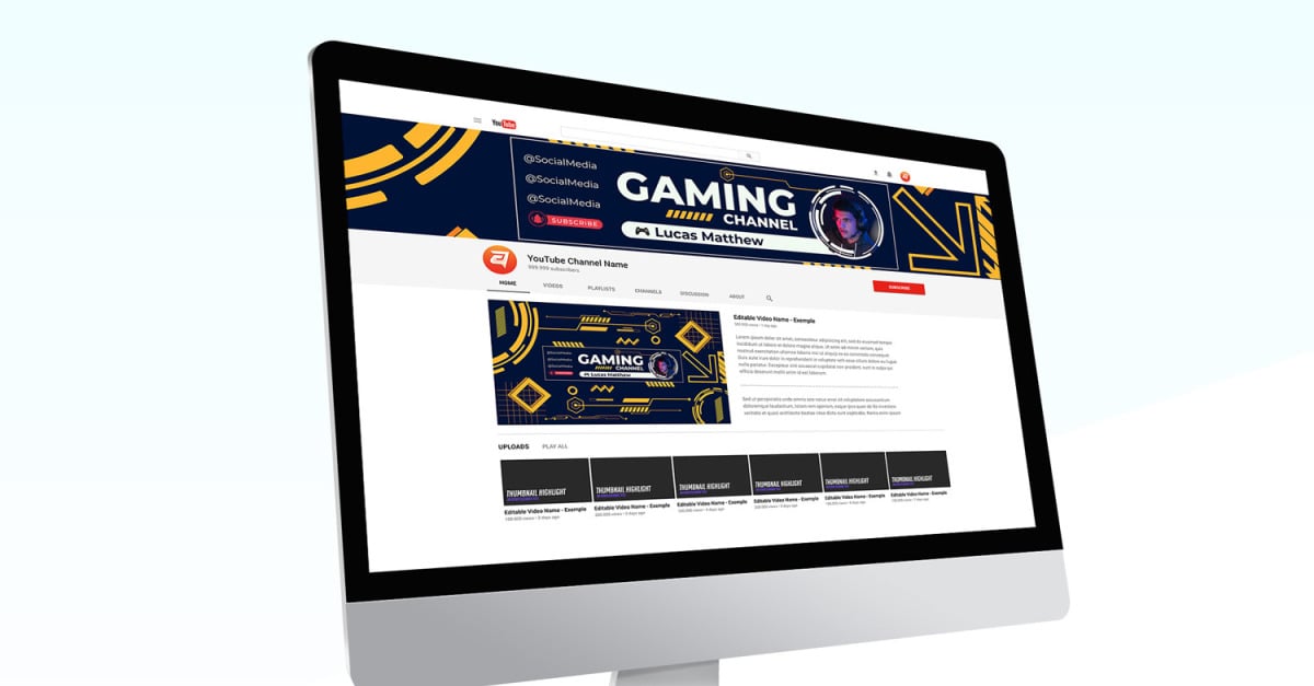 Gaming YouTube Cover Template 1 #433816 - TemplateMonster