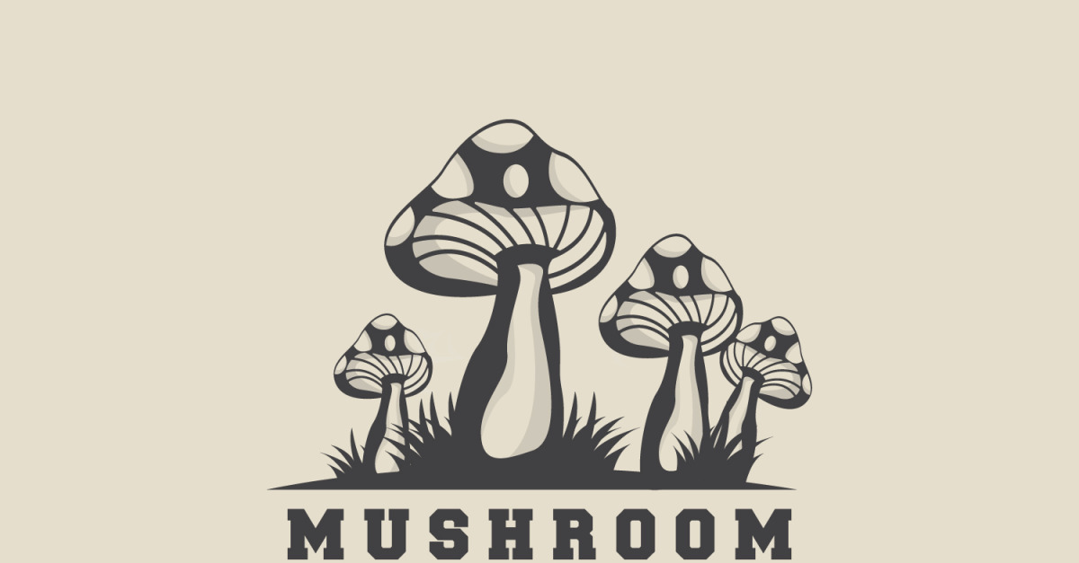 Mushroom Logo Retro Minimalist Design Food VectorV22
