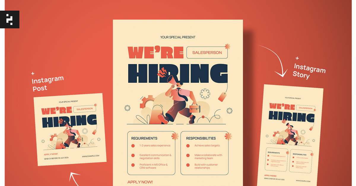 Salesperson Hiring Flyer Template #434159 - TemplateMonster