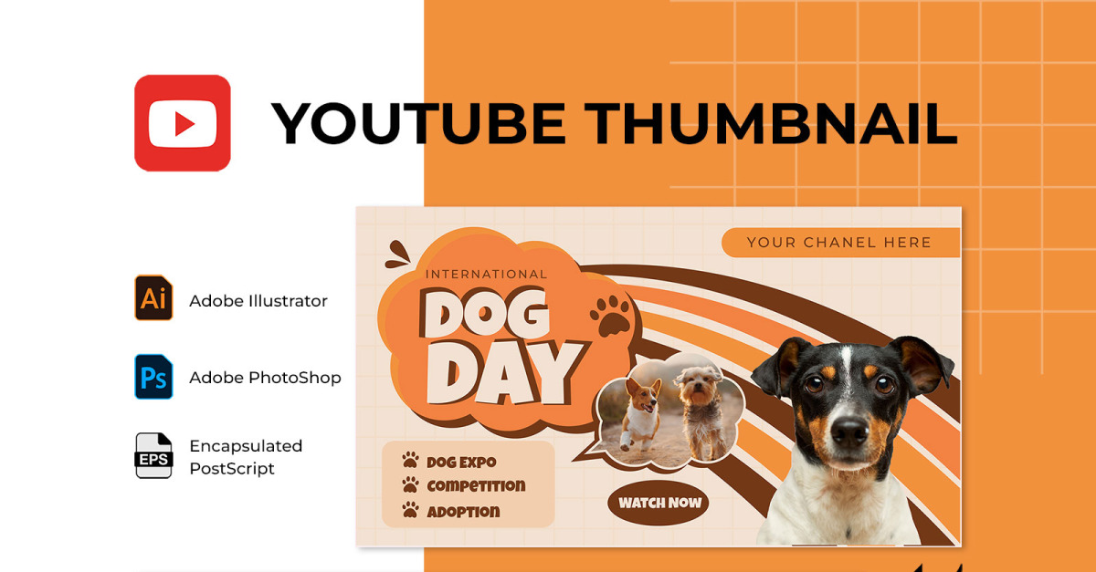 Dog Day YouTube Thumbnail Template 1 - TemplateMonster