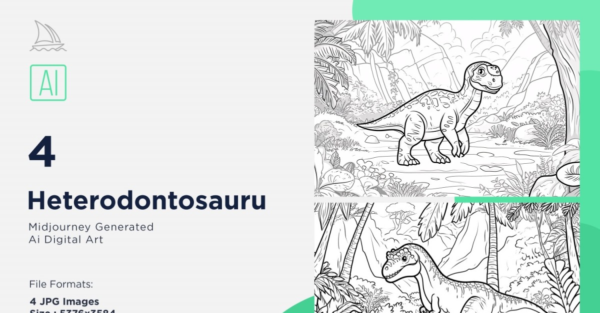 Heterodontosauru Dinosaur Coloring Pages Set