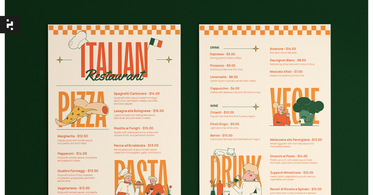 Italian Restaurant Food Menu Template - TemplateMonster