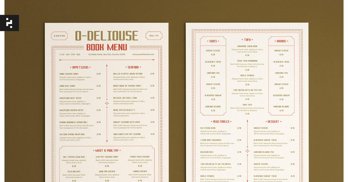 Modello semplice per menu da bistrot - TemplateMonster