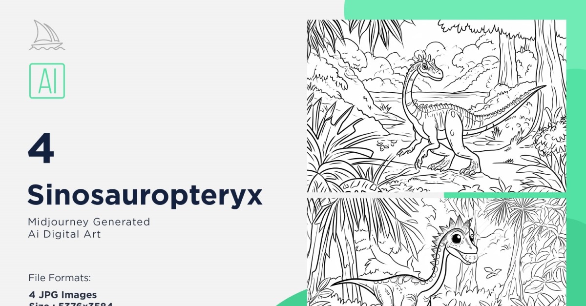 Sinosauropteryx Dinosaur Coloring Pages Set - TemplateMonster